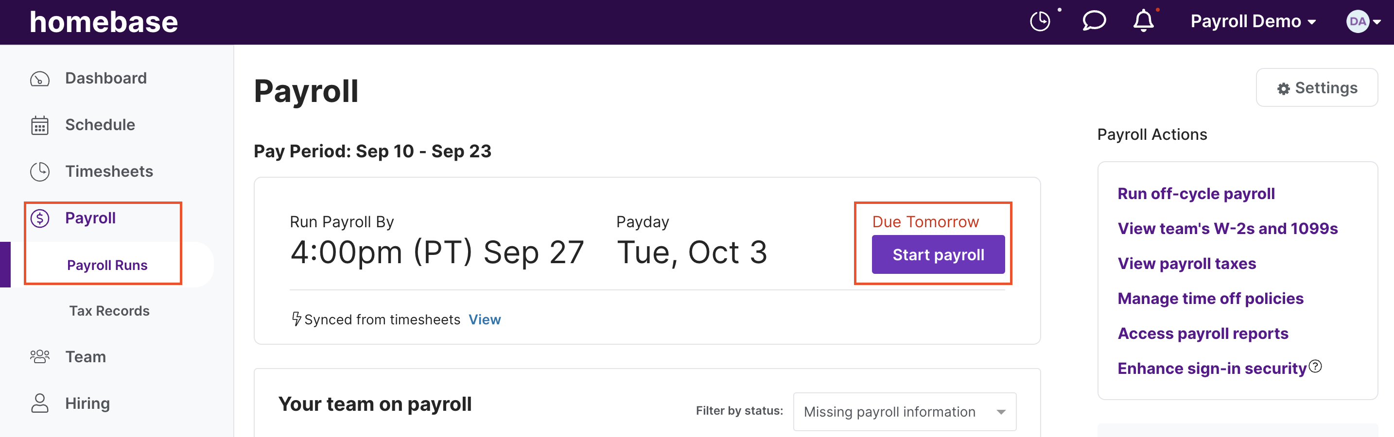 Run a regular/on-cycle payroll