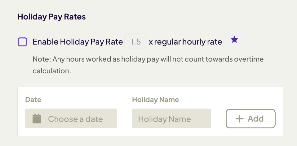 Holiday Pay Rates