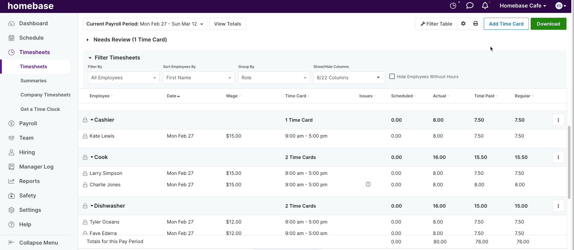 Step 7: Downloading, Exporting, & Printing Timesheets