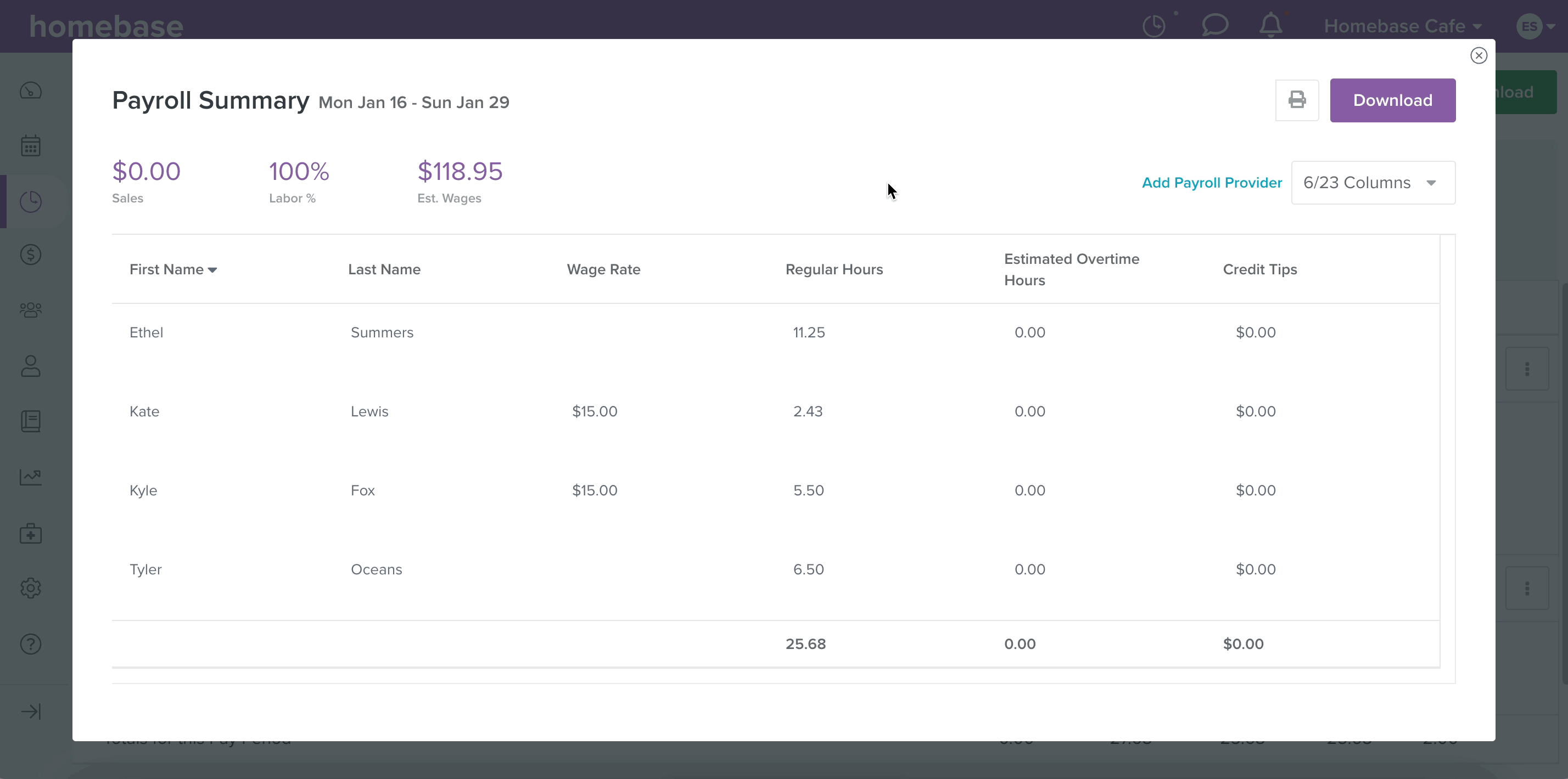 Step 7: Downloading, Exporting, & Printing Timesheets