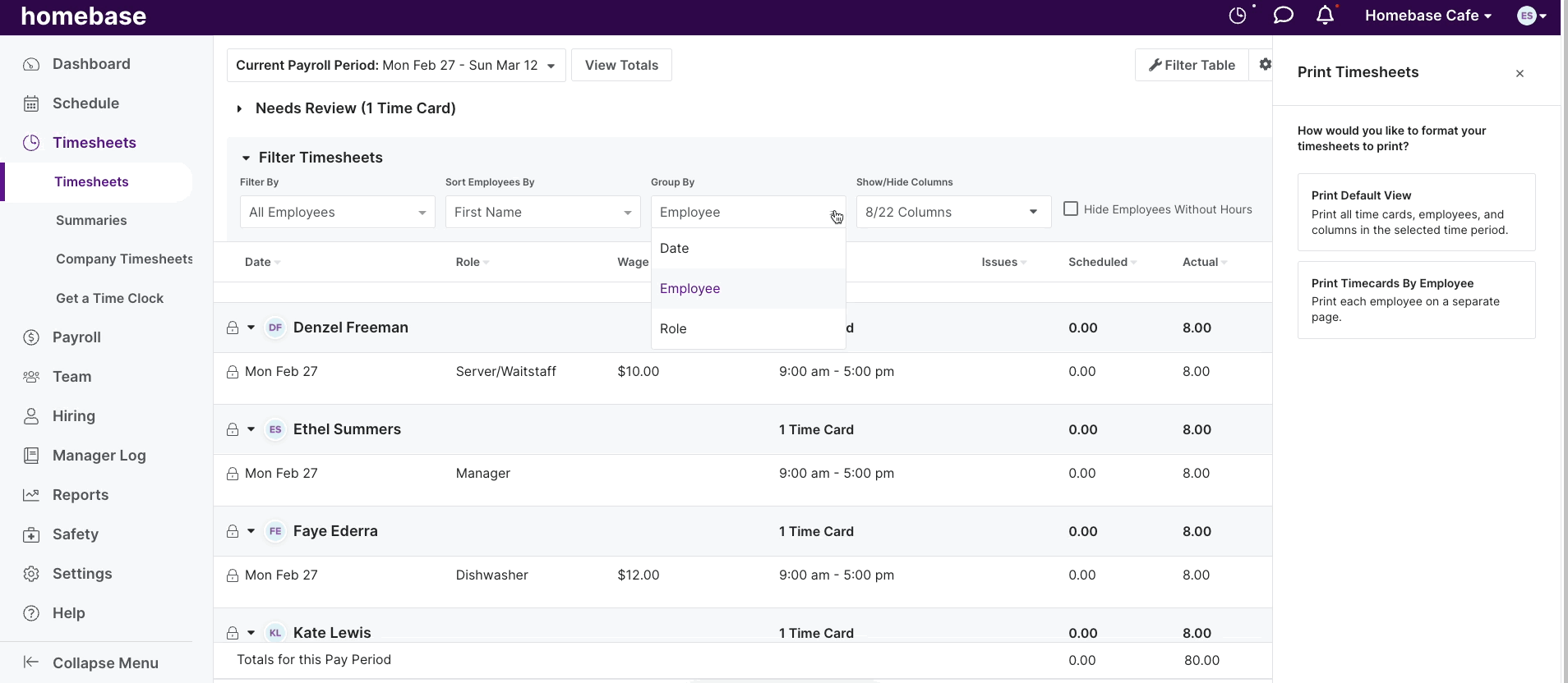 Step 7: Downloading, Exporting, & Printing Timesheets