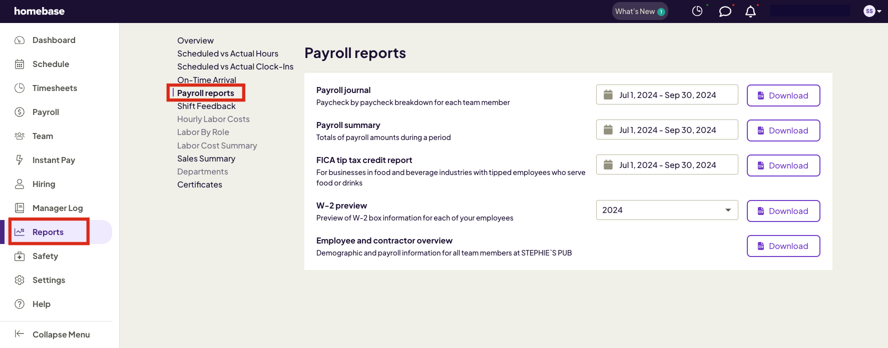 Run Payroll Reports in Homebase - Homebase Payroll