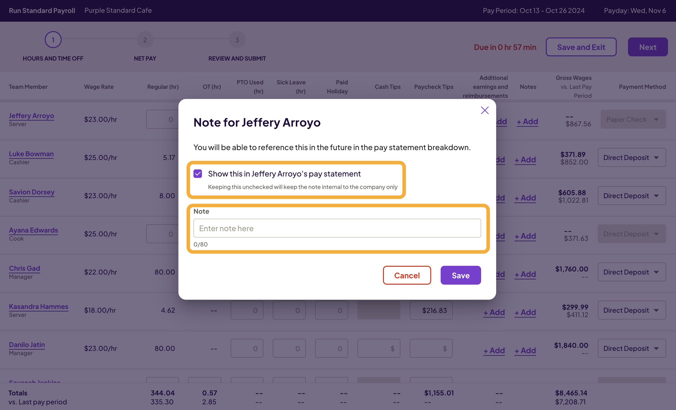 How to Add Notes to Payroll