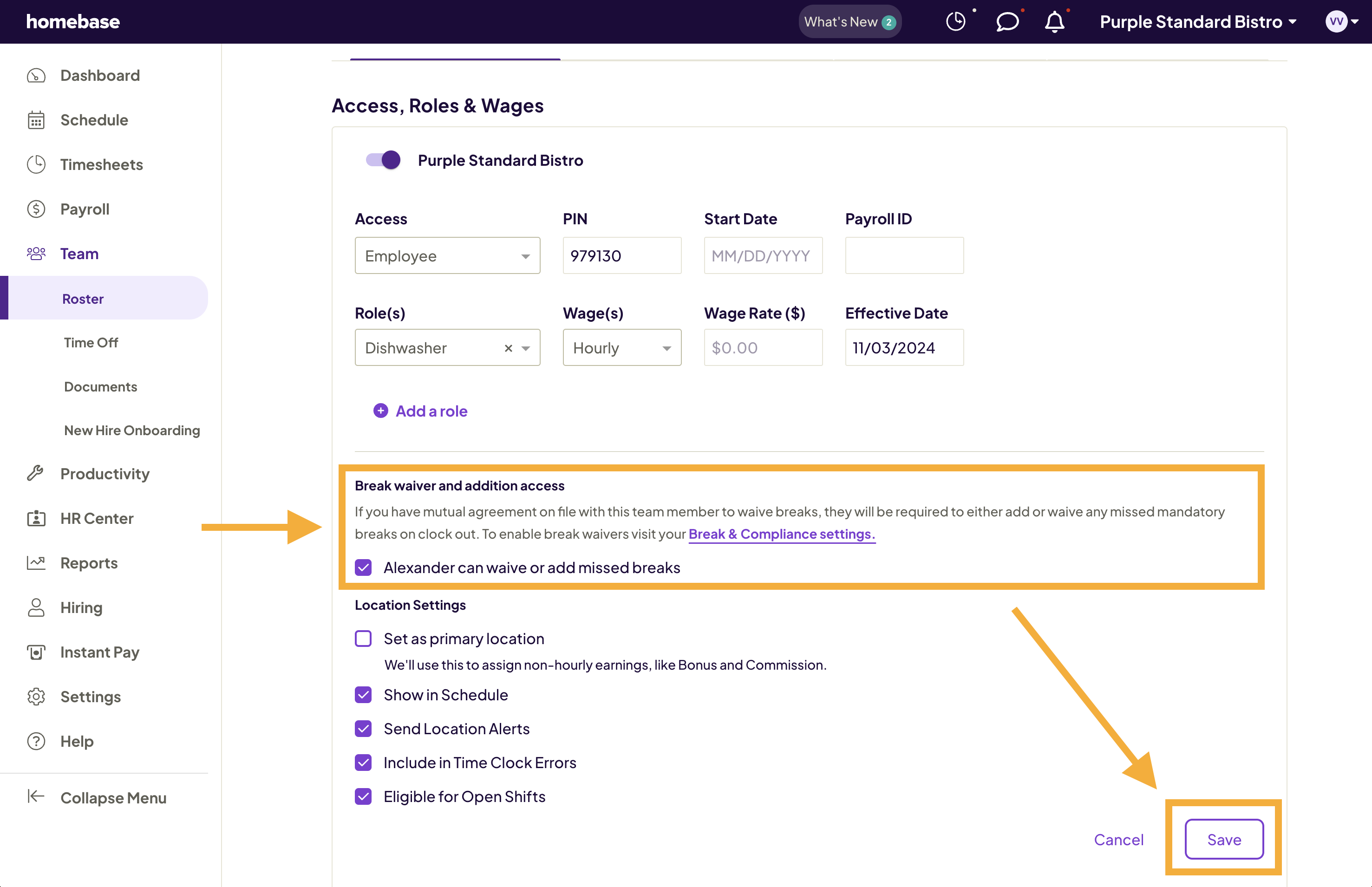 How to Set Up Break Waivers