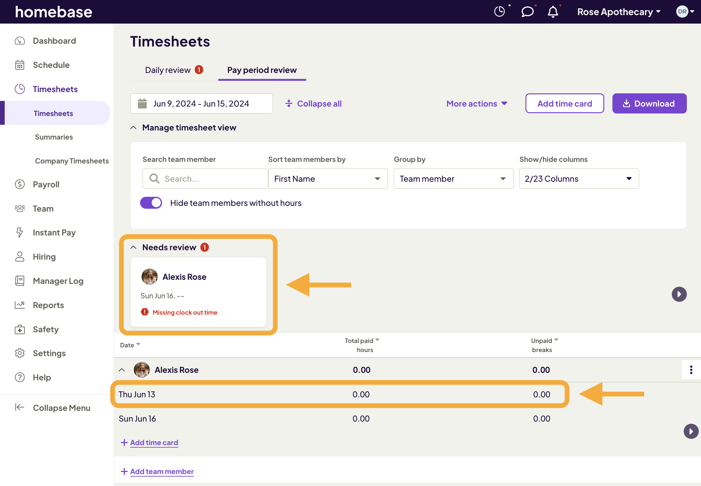 Step 6: Adding & Editing Time Cards