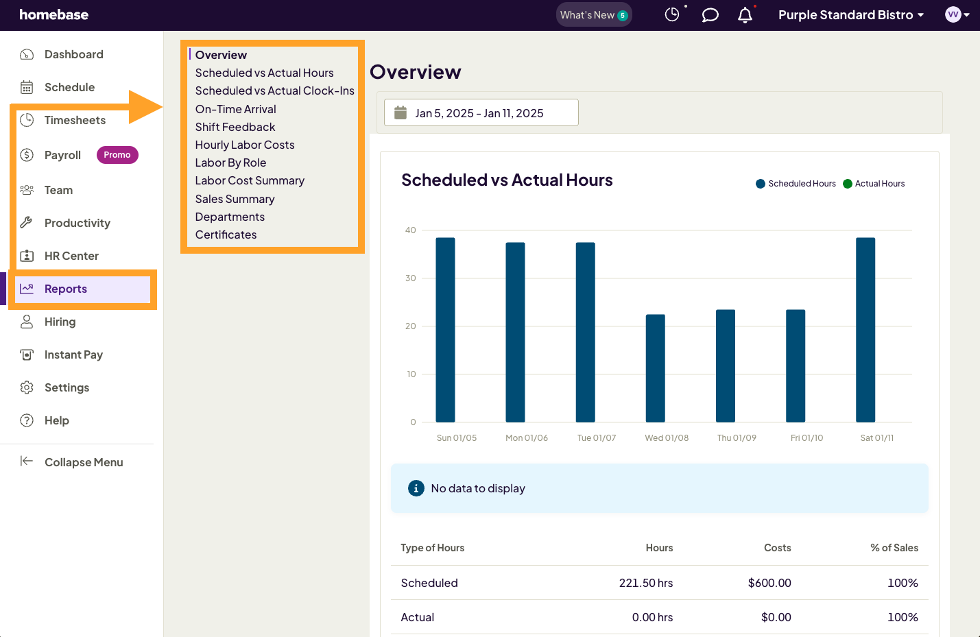 Viewing Reports in Homebase