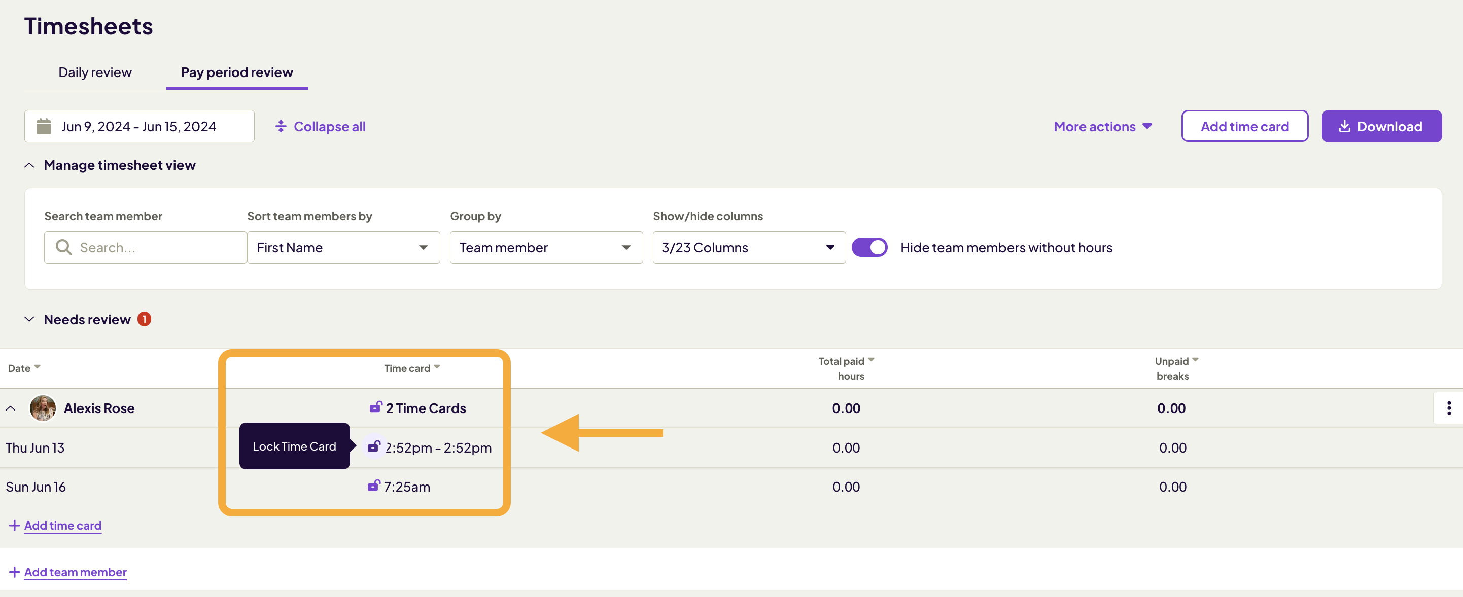 Adding & Editing Time Cards
