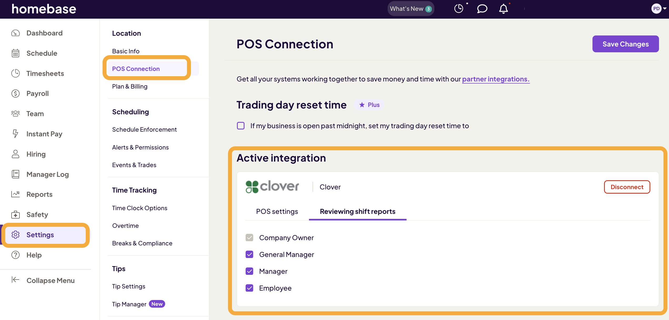 Clover Settings On Homebase