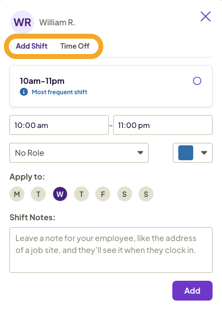 Step 3: Adding & Editing Shifts in the Schedule
