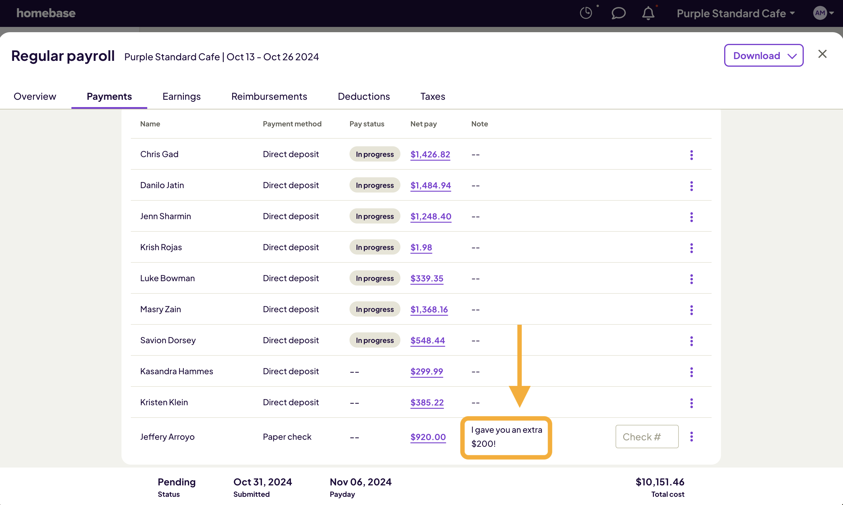 How to Add Notes to Payroll