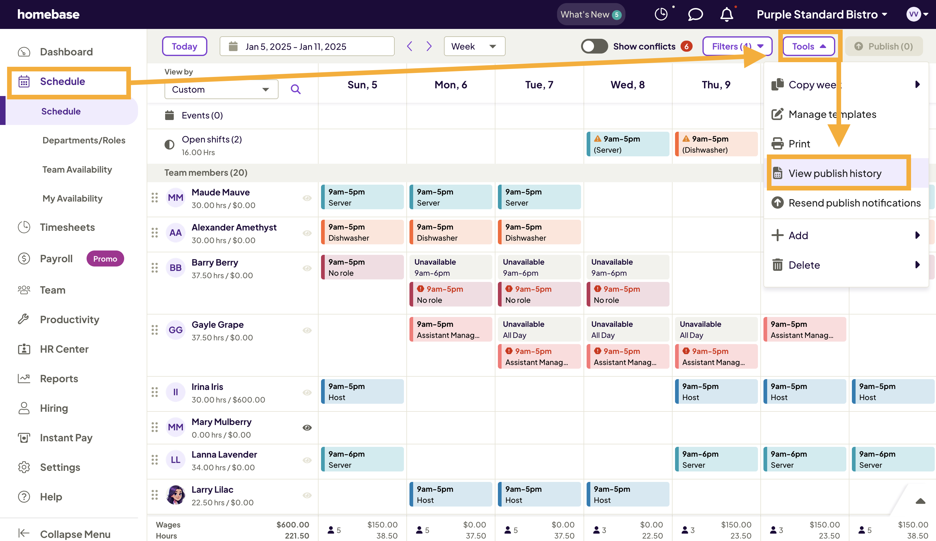 How to Find the Schedule Publish History