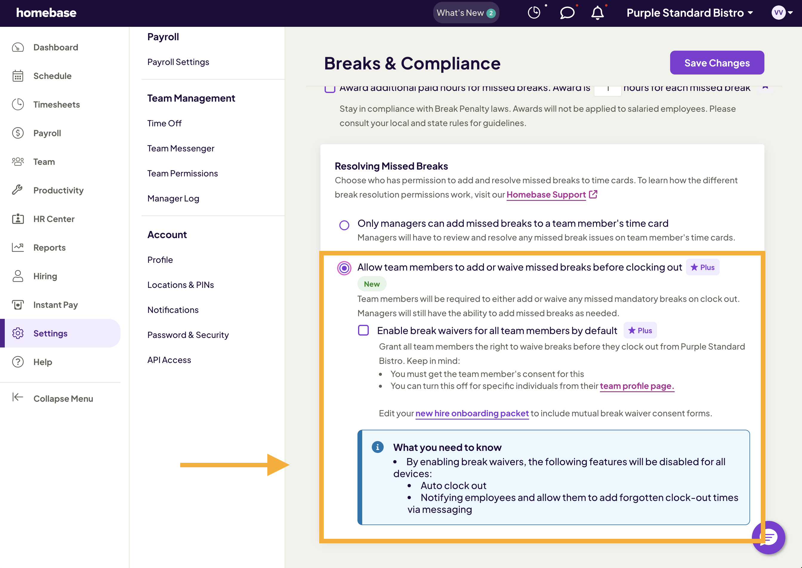 How to Set Up Break Waivers