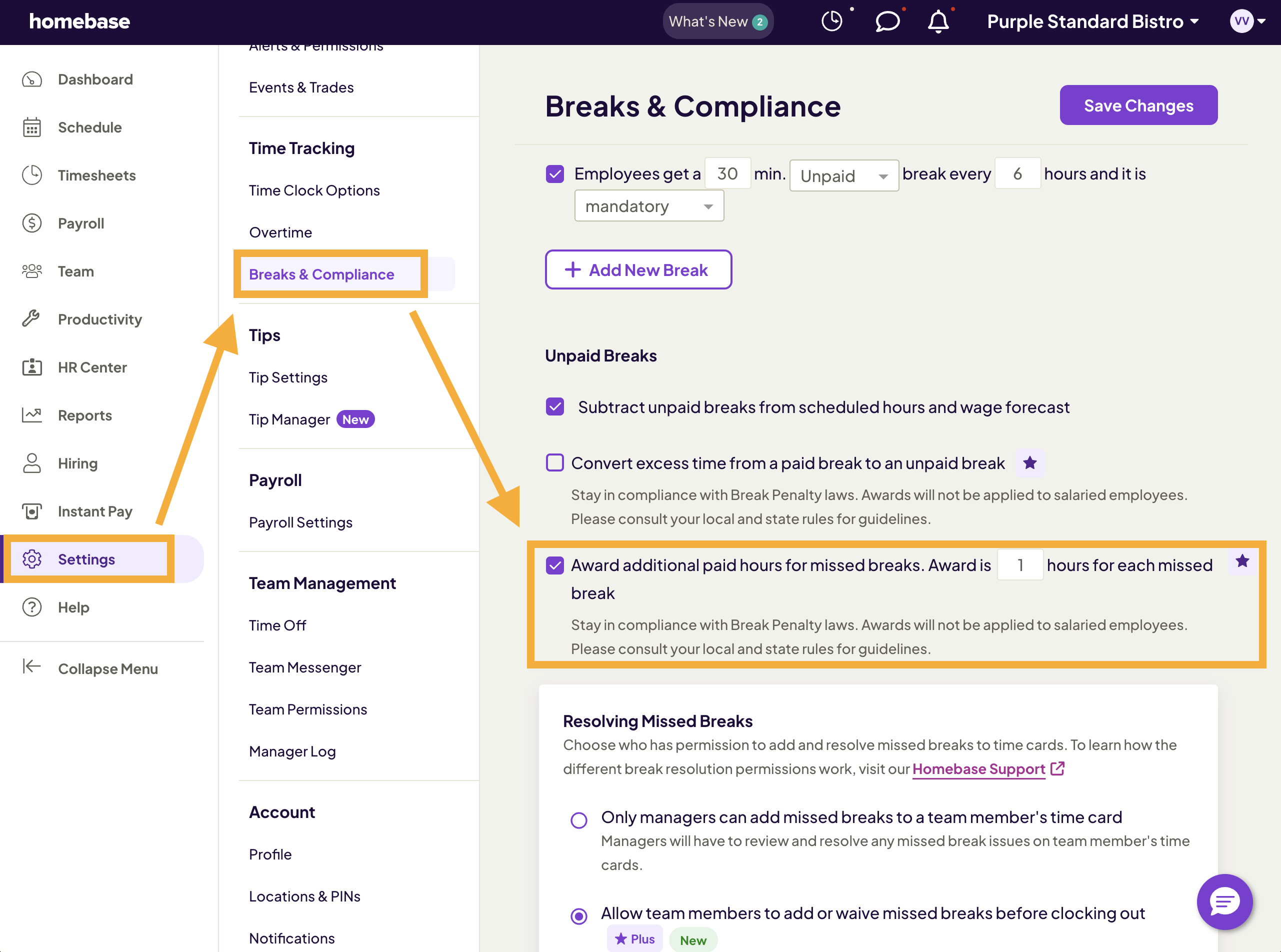 How to Turn On Missed Break Penalties