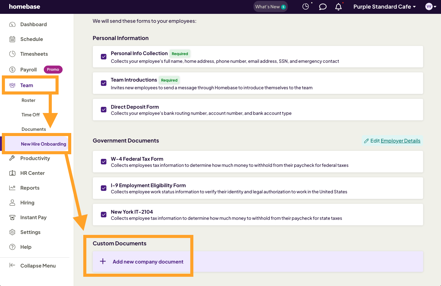 New Hire Onboarding & Document Storage