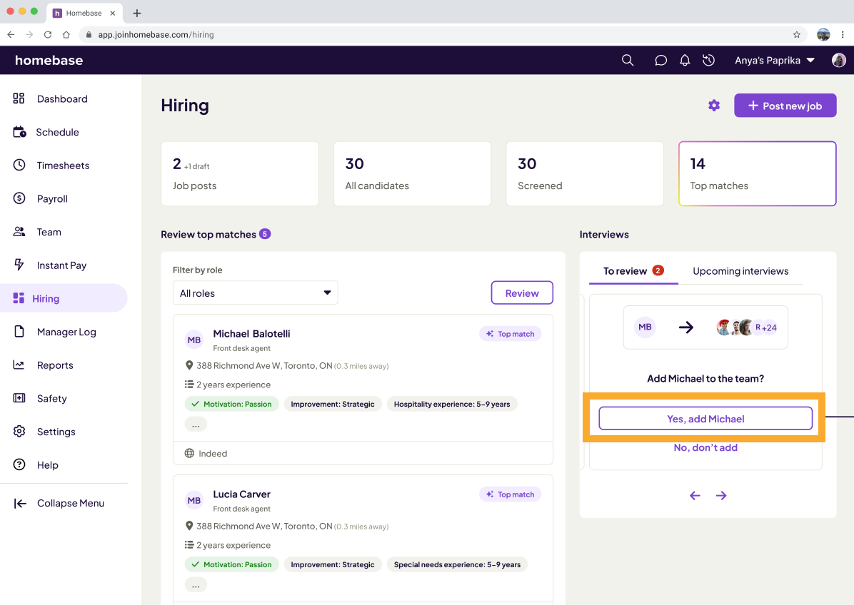 How to Add a Candidate to Your Team