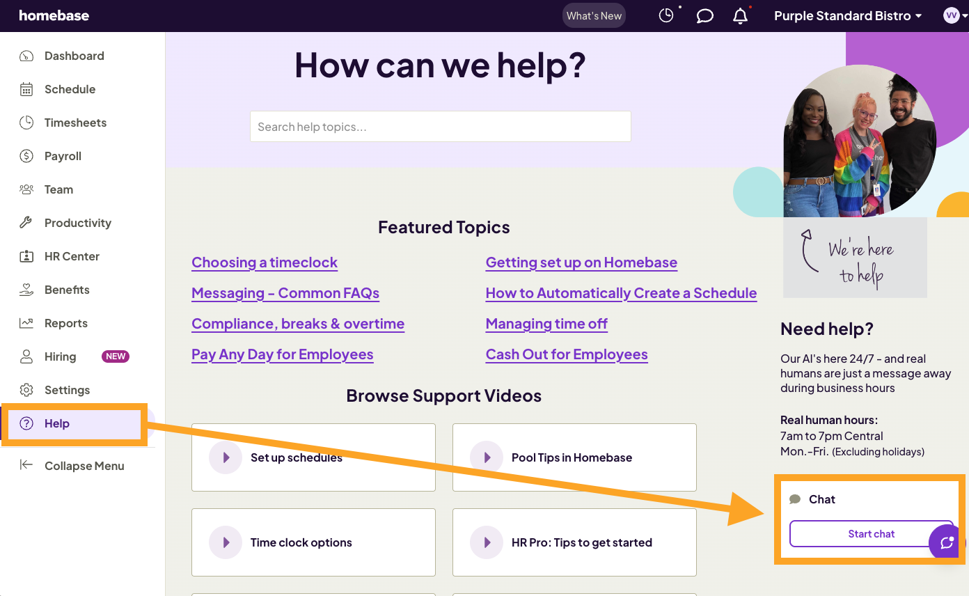 How to Contact Homebase Support
